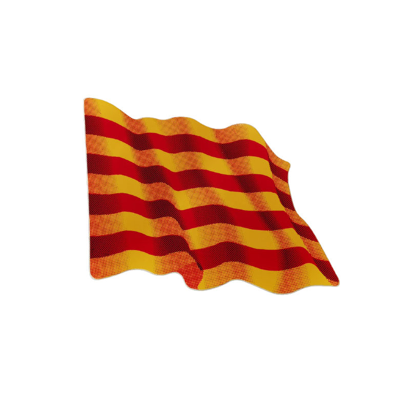 Sticker with catalan flag flying