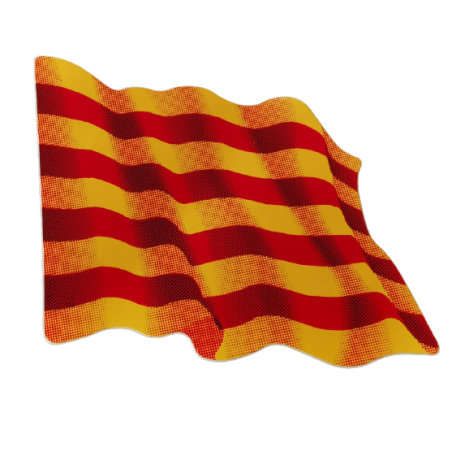 Sticker with catalan flag flying