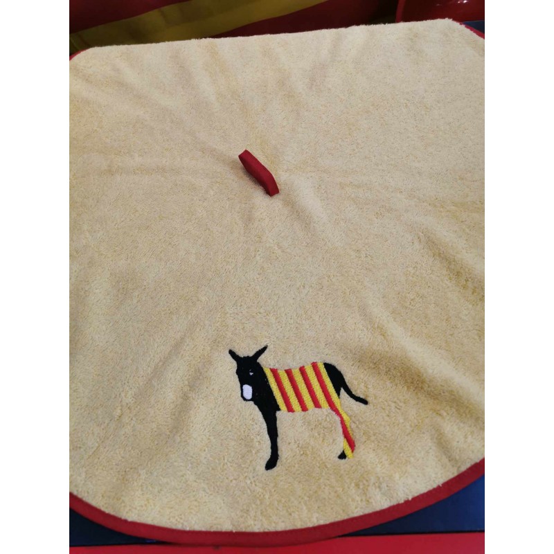 Torchon jaune éponge avec l'âne bordure rouge
